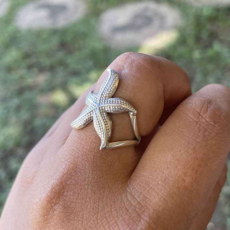 Promo Cincin Ring Perak Bali Silver 925 Ukir Bintang Laut Star Fish ...