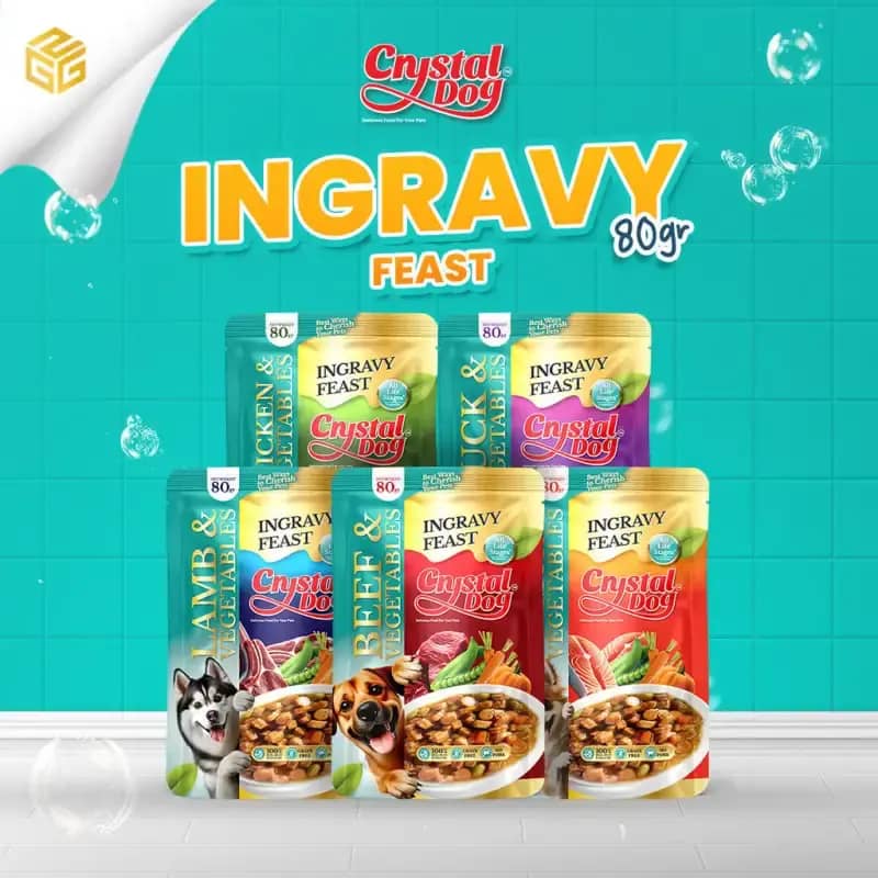Promo Crystal Dog Pouch 80gr Makanan Anjing Basah Sachet Kaya Nutrisi ...