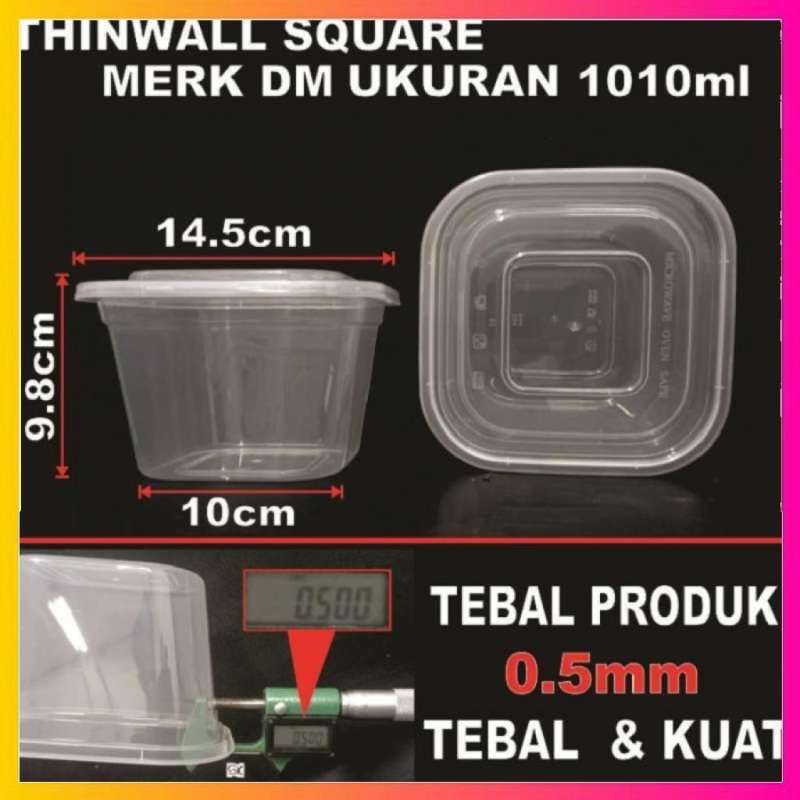 Promo Thinwall Square Sq 1010ml Kotak Makanan Plastik Food Container