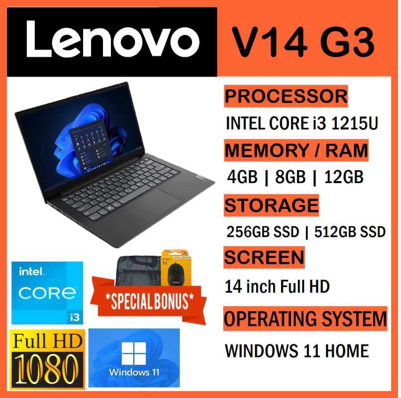 Jual LENOVO V14 G3 intel core i3 1215U 14 inci windows 11 home iron ...