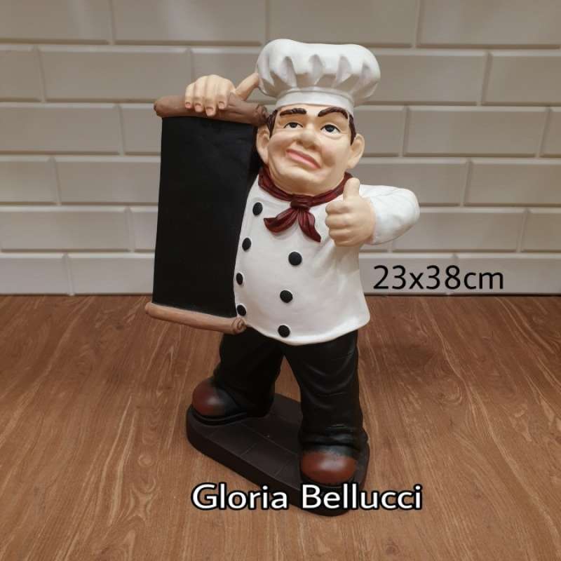 Promo patung pajangan koki papan menu chef bakery restoran cafe dekor ...