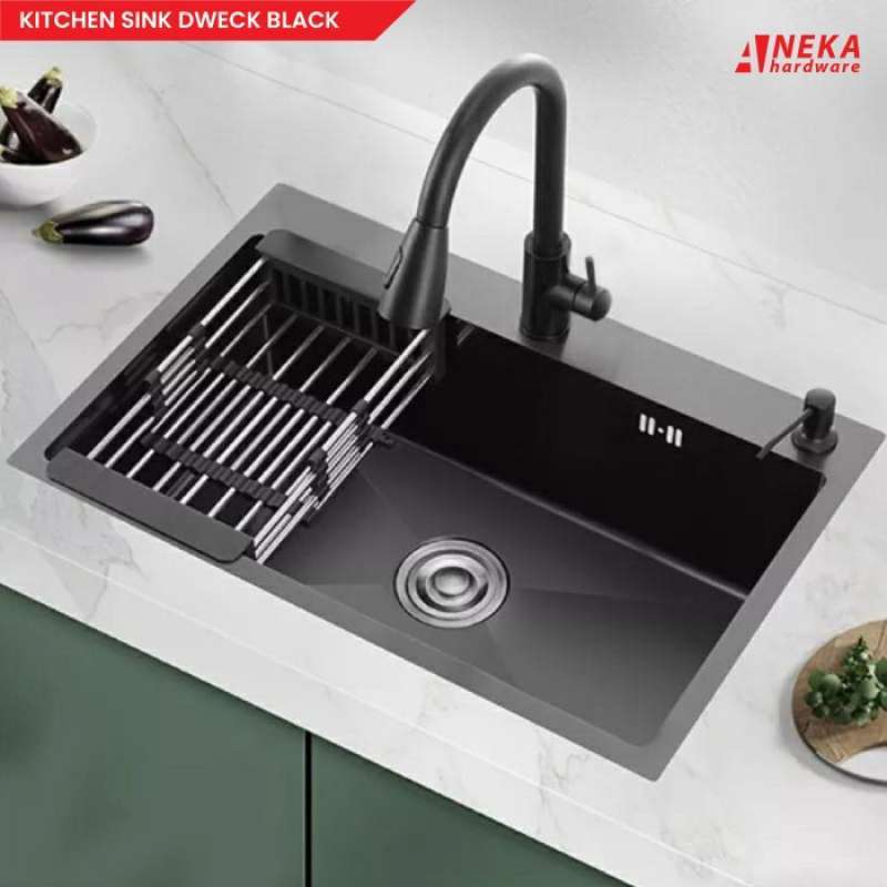 Promo Kitchen Sink Hitam 5040 Dweck / Bak Cuci Piring Paket Lengkap ...