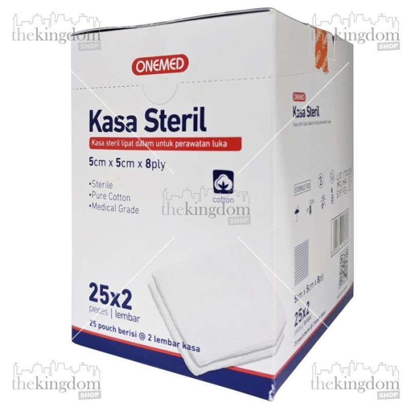 Jual Onemed Kasa Steril 5cm x 5cm x 8ply 2pcs /25 Pembalut Kain Perban ...