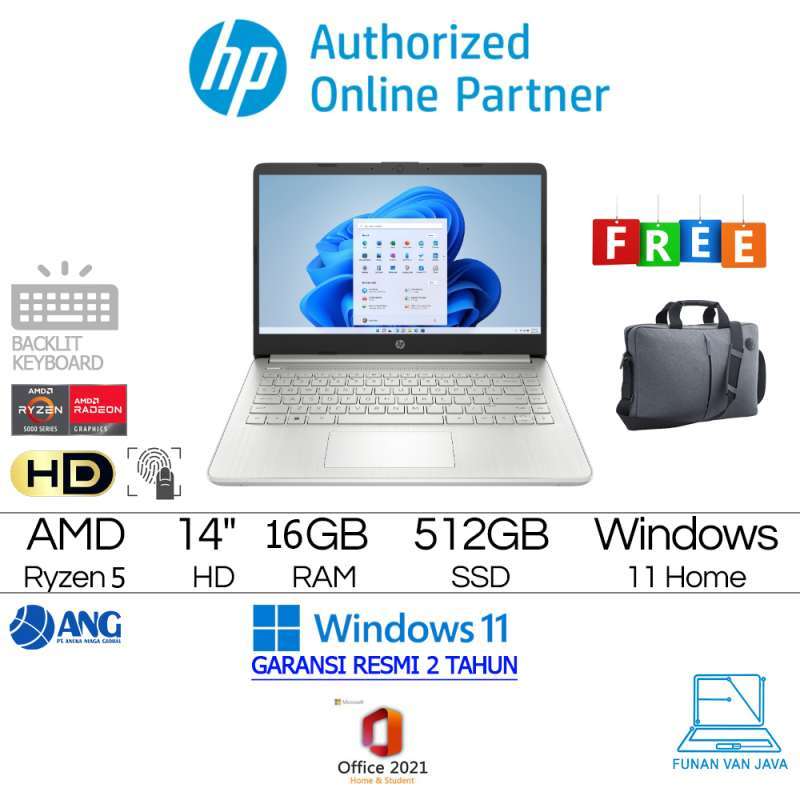 Promo HP 14s-fq2038AU /AMD Ryzen 7-5825U/16GB/512GB SSD/14″ HD/Win 11 ...