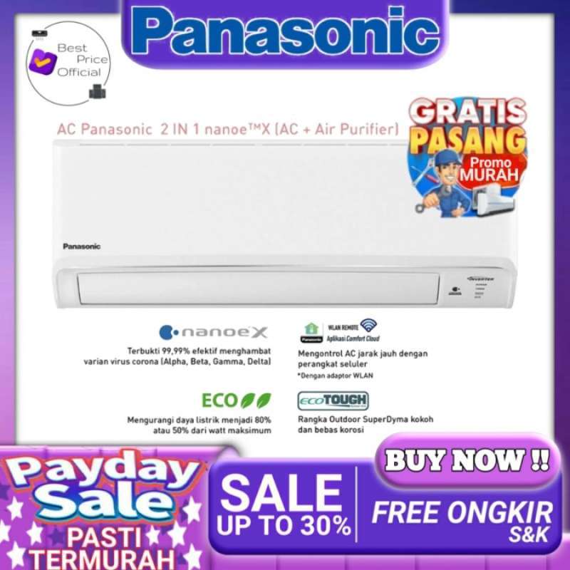 Promo Ac 1/2 Pk Panasonic Xpu5Xkj Xpu 5Xkj Deluxe Inverter Nanoe Free Pasang Diskon 17% di ...