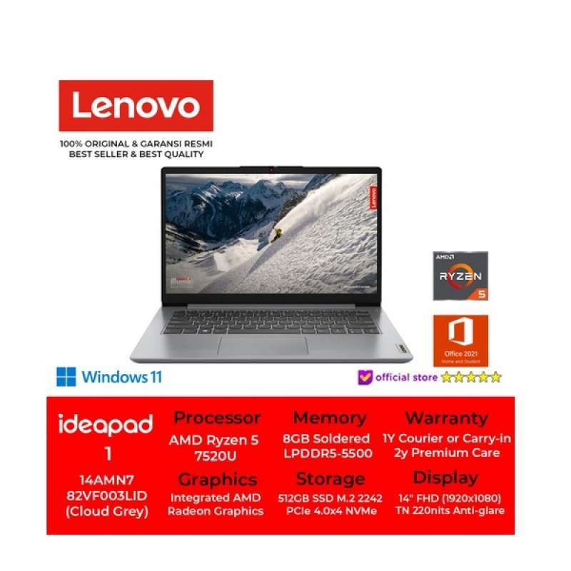 Promo Lenovo Ideapad Slim Vf Lid Slim Fhd R U Uma Gb Gb Opi W Grey Diskon