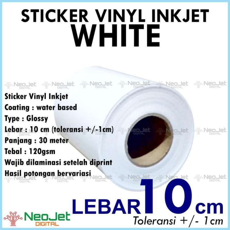 Jual Sticker Stiker Vinyl Inkjet White Coating lebar 10 cm panjang 30 ...