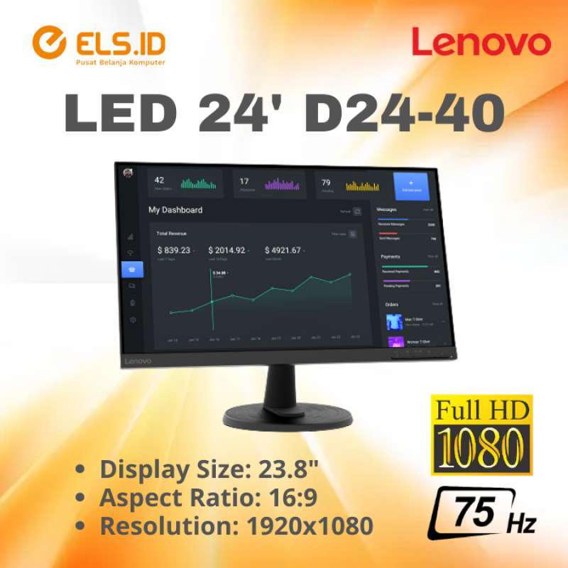 Promo Lenovo Monitor D24-40 24' VA 75Hz FHD Diskon 7% di Seller ELS Computer Official Store ...
