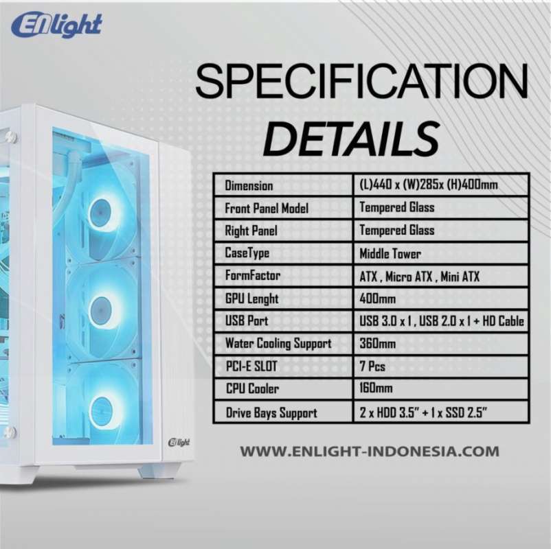 Jual Casing Enlight Z7 - ATX Gaming Case Support 360mm Watercooling ...