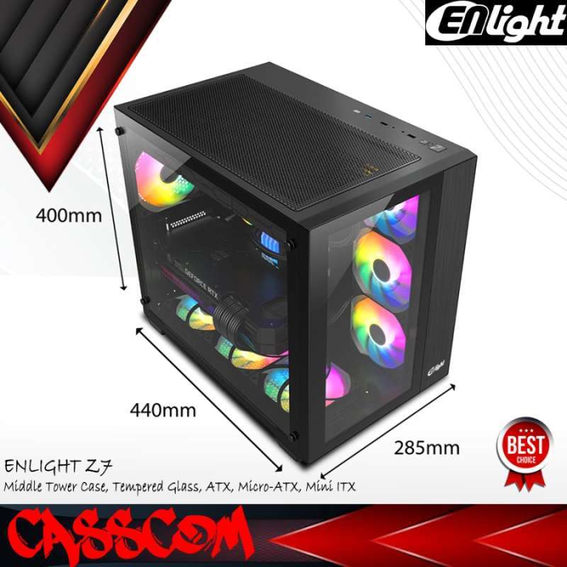 Jual Casing Enlight Z7 - ATX Gaming Case Support 360mm Watercooling ...