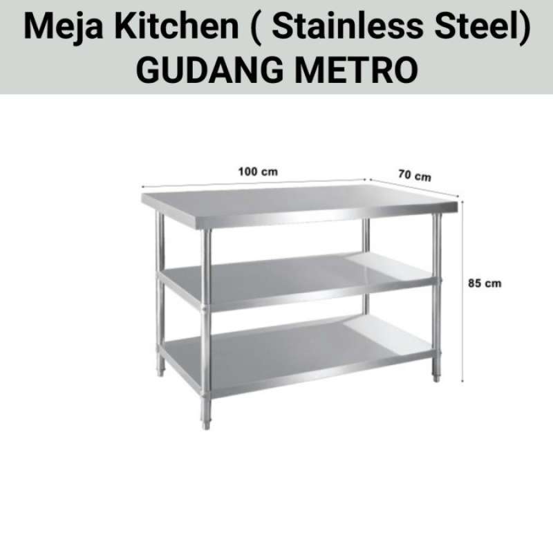 Promo Meja Kitchen/ Stainless Steel/ 3 Tingkat/ Diskon 2% di Seller ...