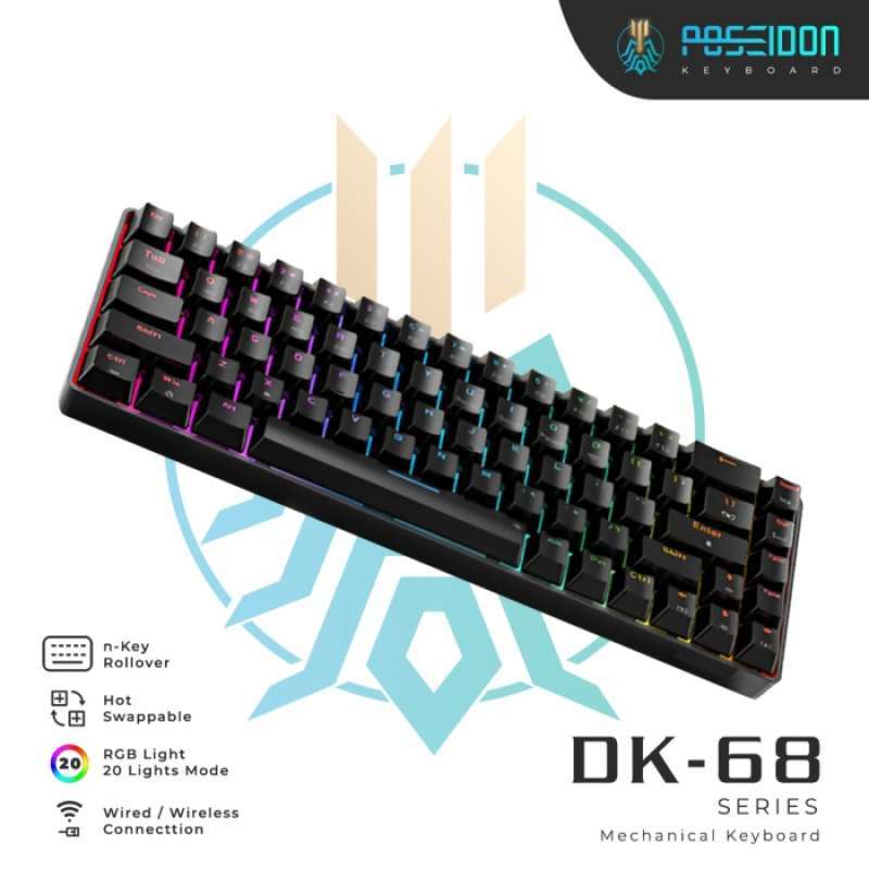 Promo Poseidon DK68 Wireless Bluetooth Rechargeable Mechanical Keyboard ...