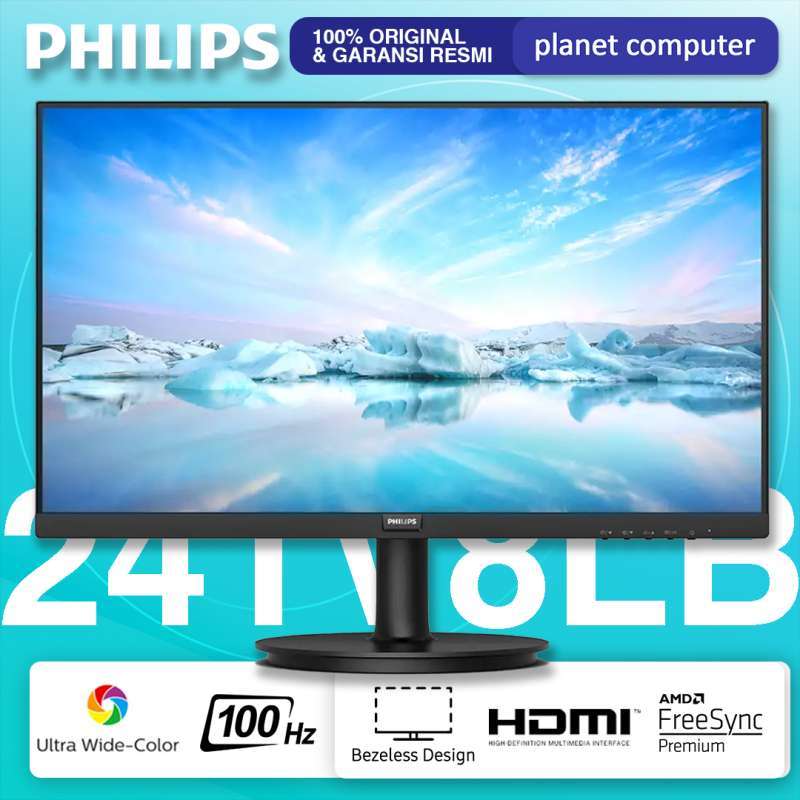 Jual Monitor LED Philips 241V8LB 24 100Hz VA FHD 1080p 8 bit VGA HDMI ...