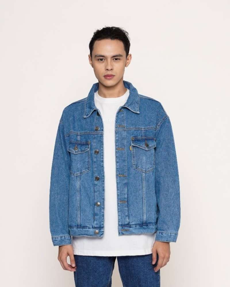 Promo Outerwear Unisex Erigo Denim Jacket Basic Naguni Light Blue - M ...