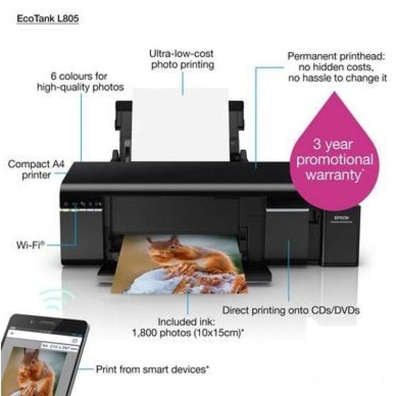 Promo Original Epson L 805 Printer Foto Wireless Ink Tank Epson L805 ...
