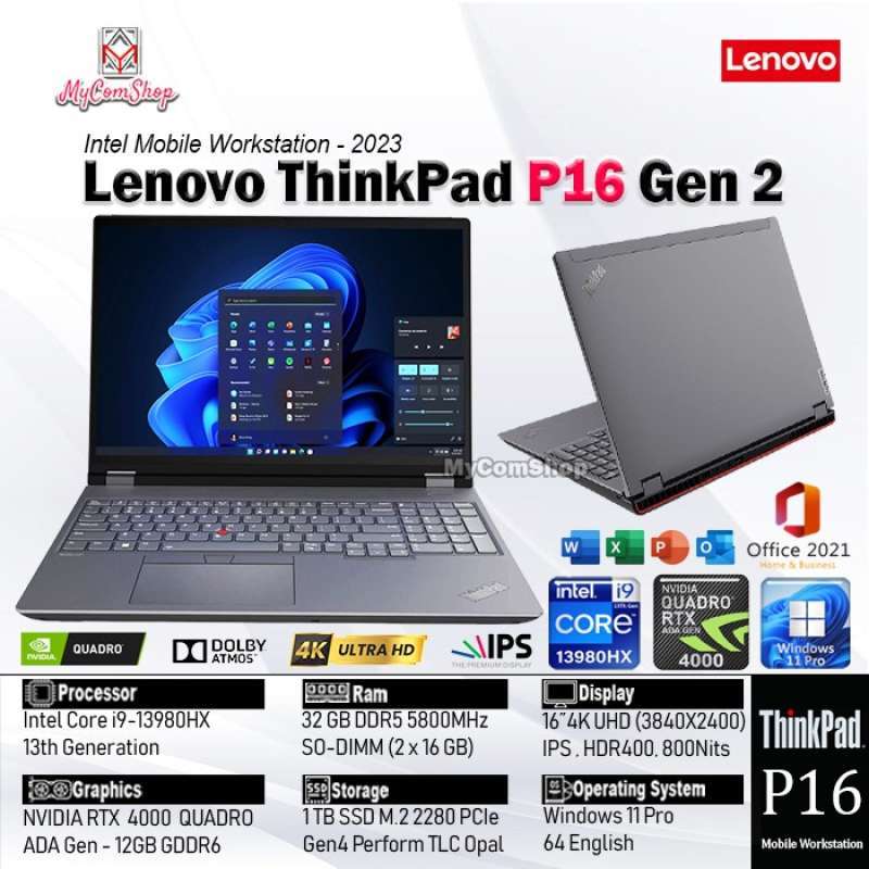 Jual Lenovo Thinkpad P16 Gen2 I9-13980hx 32gb 1tb Quadro Rtx 4000 12gb ...