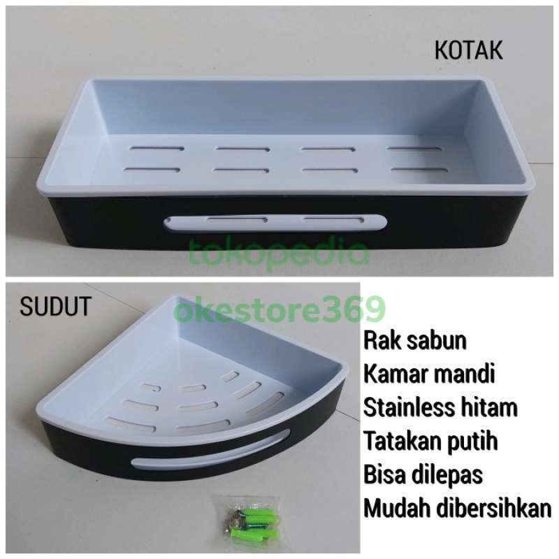 Promo Rak Sabun Kamar Mandi / Rak Stainless Hitam Tatakan Sudut Dan ...