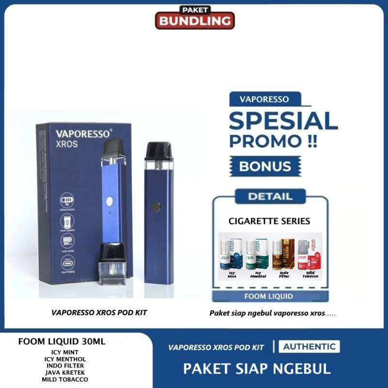 Jual Paket siap Kebul Vaporesso Xros pod kit plus Liquid Foom 30ml ...