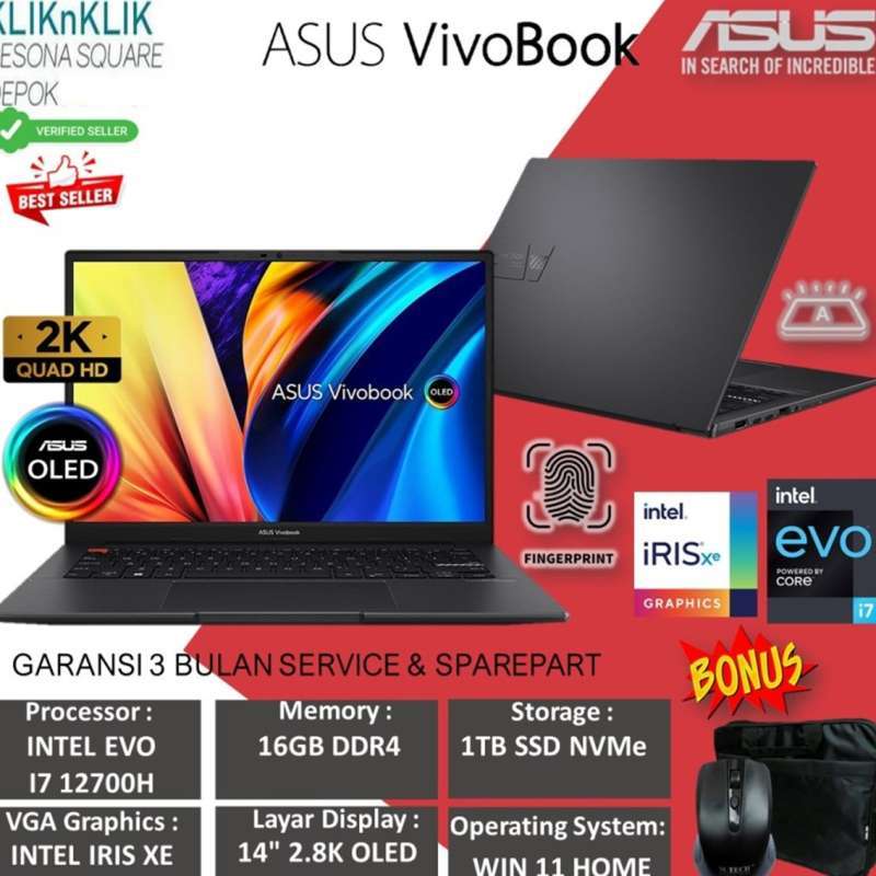 Jual Laptop Gaming Asus Vivobook S14 K3402za Intel Evo I7 12700h 16gb 1tb Ssd Iris Xe 2.8k Oled ...