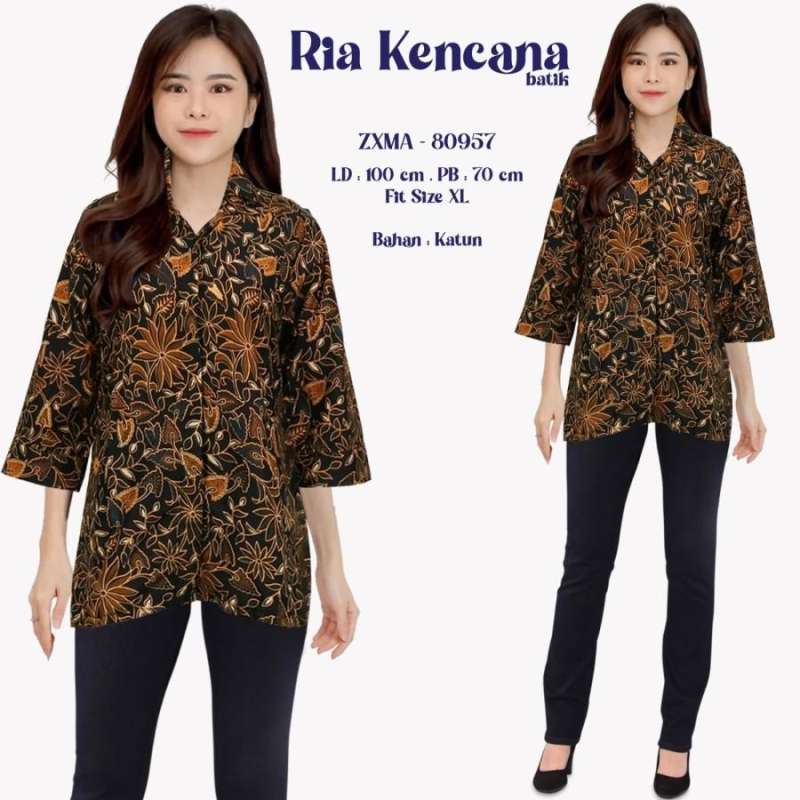 Jual Batik Blus Blouse Batik Kerja di Seller Ria Batik Wahana solo ...