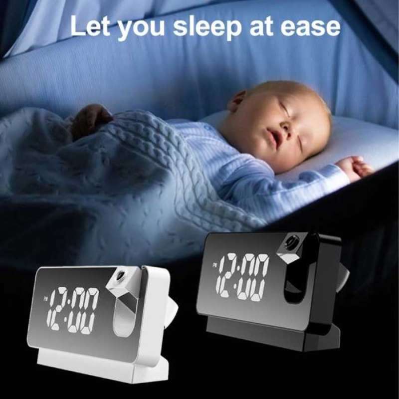 Promo Jam Alarm Meja LED Digital Clock Proyektor Temperature Minimalis ...