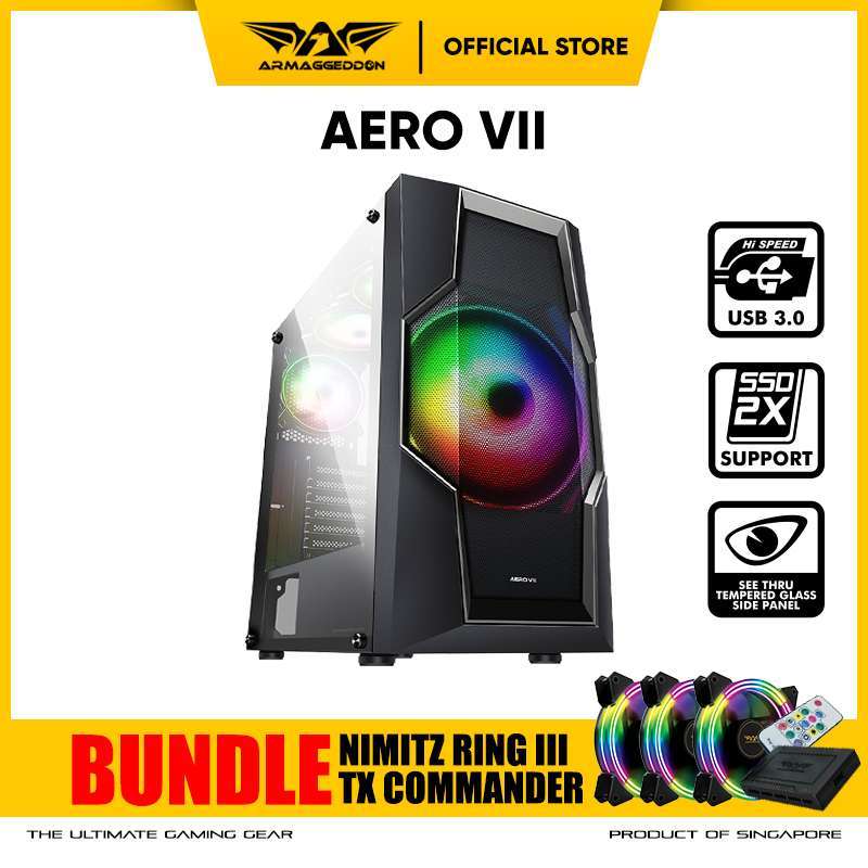 Promo Armaggeddon Aero Vii Atx Gaming Pc Case With Tempered Glass Side Panel Design - Garansi 1 ...