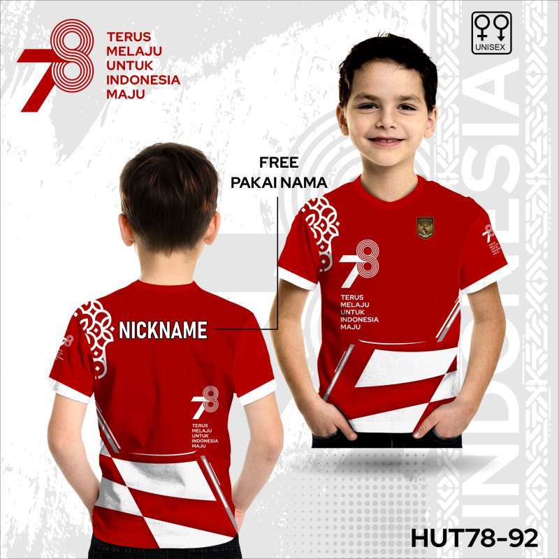 Jual Jersey anak hut kemerdekaan ri ke 78 baju 17an kaos dirgahayu ...