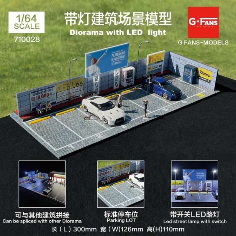 Promo G-Fans Models 1/64 Diorama Diecast Japan Parking Space with LED ...