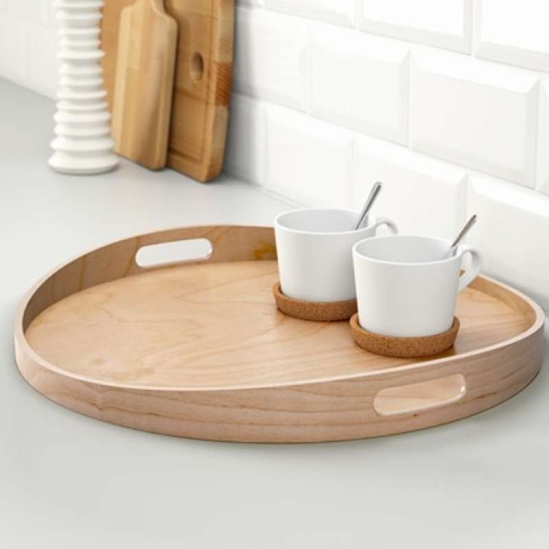 Promo Nampan Baki Bulat Penyaji Hidangan Kayu Birch Cantik 44Cm ...