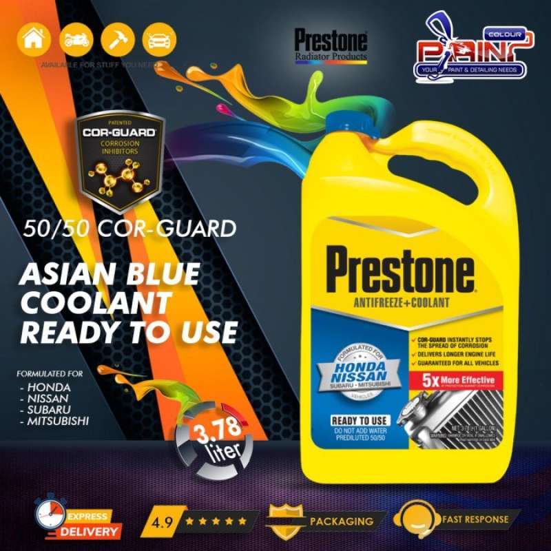 Promo Prestone Asian Blue Coolant 50/50 Cor-Guard Ready To Use Air ...