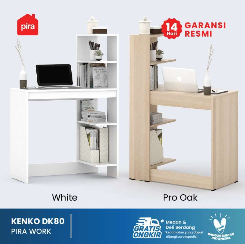 Promo PIRA WORK - KENKO DK80 Meja Kerja / Meja Belajar dengan Rak Buku ...