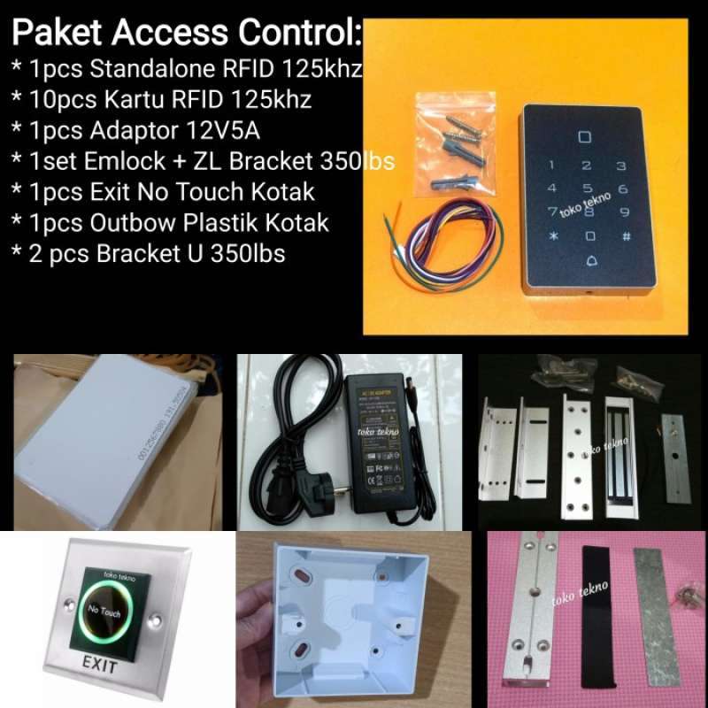 Promo Paket Access Control 9 AC12 RFID 125 khz untuk Pintu Kaca Atas Bawah Diskon 33% di Seller ...
