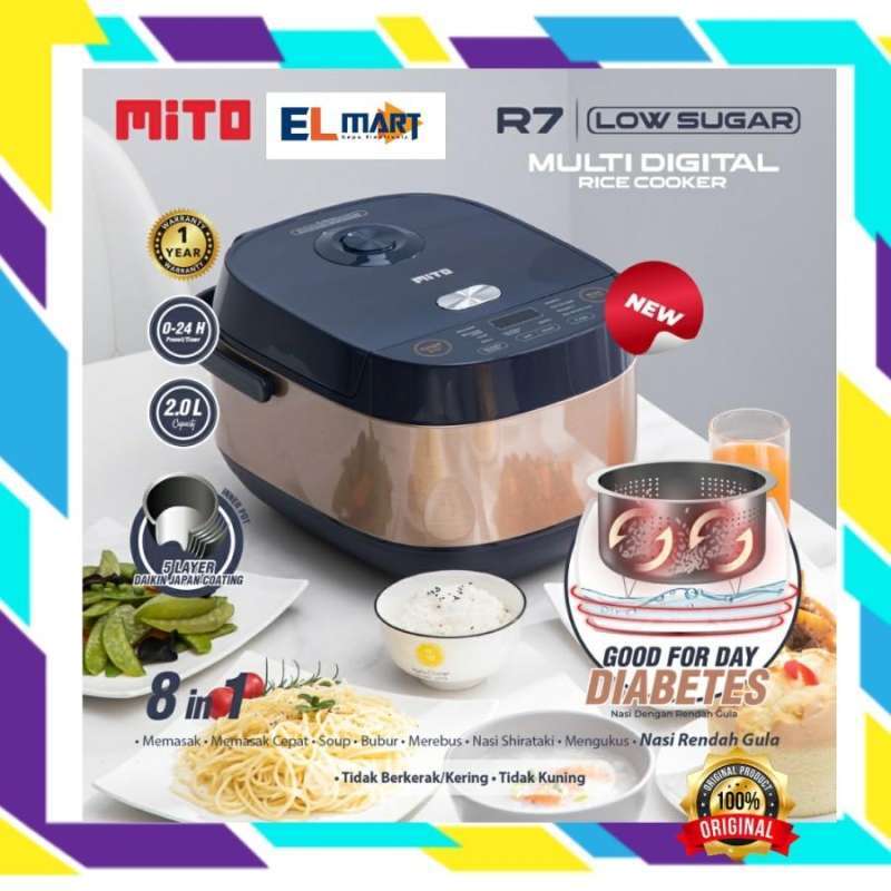 Jual Multi Digital Rice Cooker Mito R7 Glow 2 Liter 8 in 1 Magic Com 2L ...