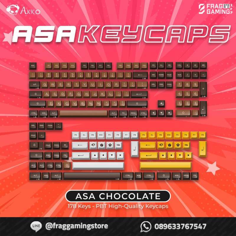 Jual Akko Chocolate ASA Profile 178 Keycaps Set PBT Doubleshot di ...