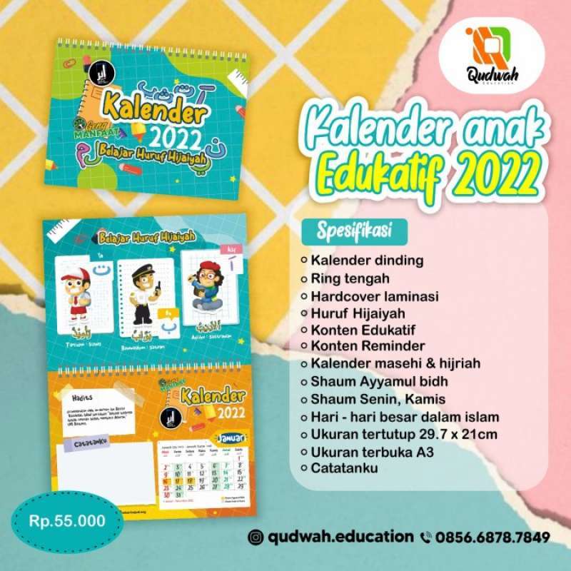 Jual Kalender 2022 Dinding Asthetic Islami Edukasi Tema Anak Hijaiyah ...