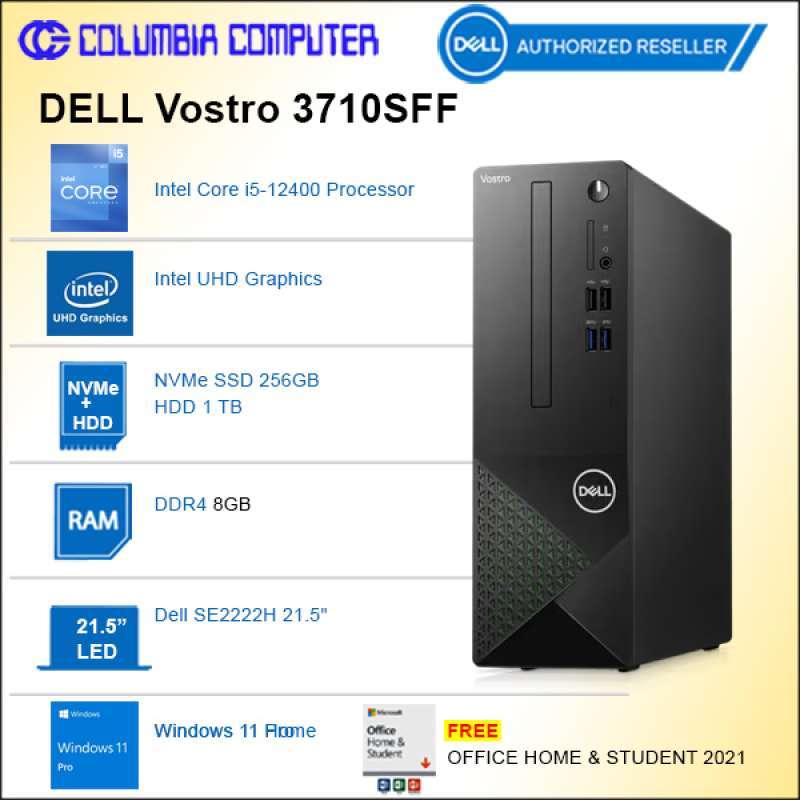 Jual Dell Vostro 3710 Sff I5-12400 8gb 1tb+256gb 21,5 Windows 11+ohs Di Seller Cosmos Computer ...