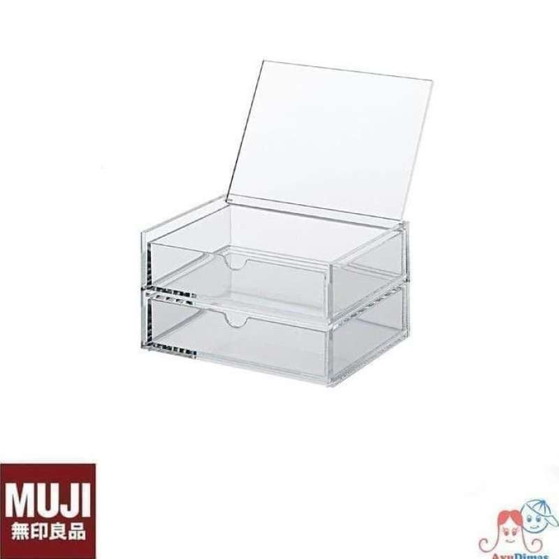 Promo MUJI Acrylic Storage / case 2 drawers SMALL w lid - tempat laci ...