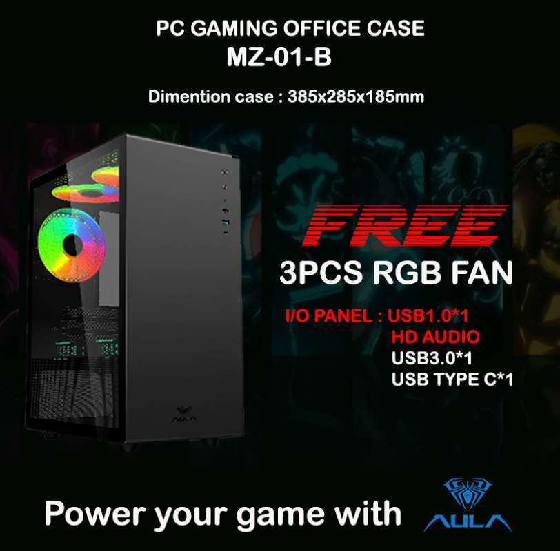 Promo Casing Gaming AULA MZ Series Free 3Fan RGB, USB3.0+USB TYPE C ...