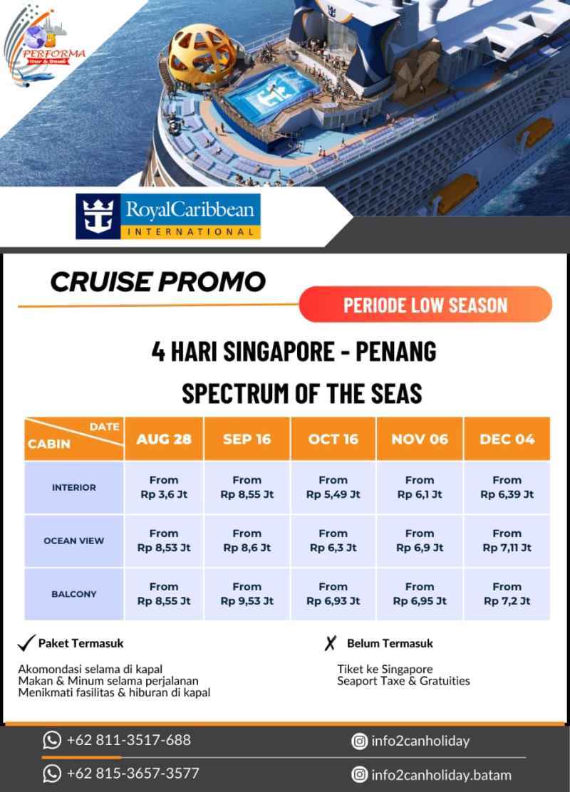 Jual Royal Caribbean Cruise (spectrum Of The Seas) Cruise 4day Singaporee-penang 2023-2024 ...