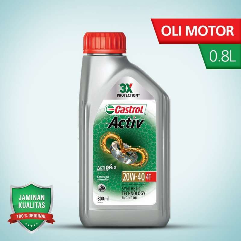 Jual Oli Mesin Motor Castrol Activ 4t 20w-40 Kemasan 0.8l - 0.8l Di ...