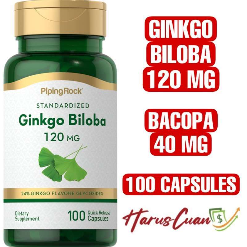 Promo piping rock ginkgo biloba 120 mg 100 capsules plus bacopa memory ...