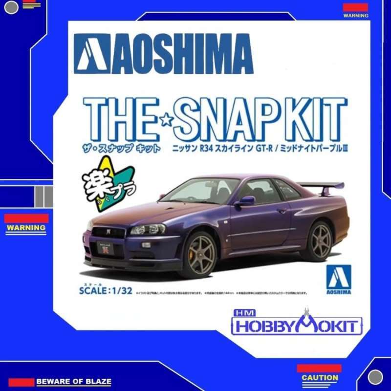 Promo AOSHIMA SNAP KIT 1/32 NISSAN R34 SKYLINE GT-R (MIDNIGHT PURPLE ...