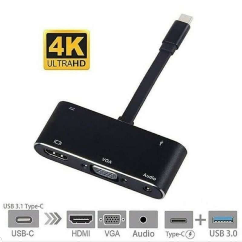 Promo Usb C 5 In 1 To Hdmi 4k Vga Pd Audio Usb 3 0 5gb Type C Converter