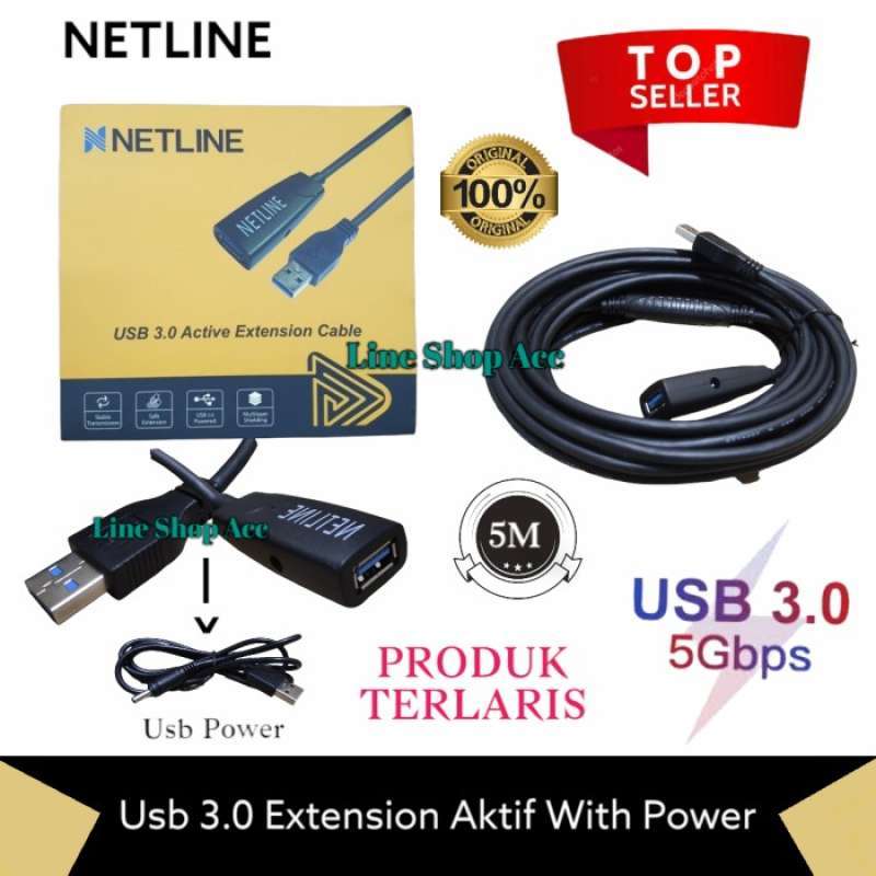 Promo Kabel Extension Active 5 Meter Usb 3.0 Netline Cable Extender ...