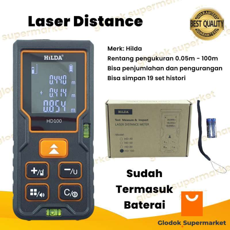 Promo Laser Distance Hilda 100 Meter Alat Ukur Jarak Dimensi Meteran ...