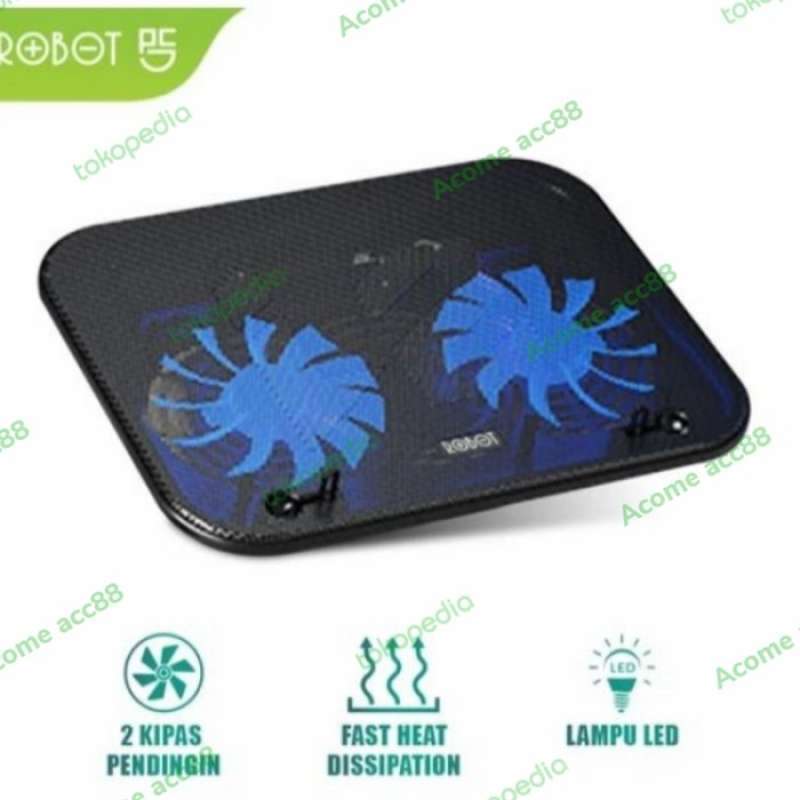 Promo ROBOT RT-LCS01 PORTABLE LAPTOP COOLING PAD STANDING 2 FAN & 1 USB ...