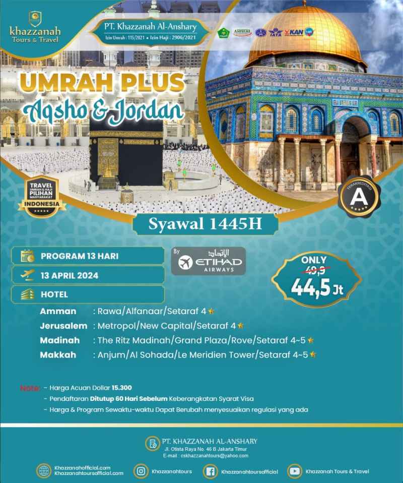 Jual Umrah Plus Aqsha & Jordan Di Seller Khazzanah Tours & Travel - Bidaracina, Kota Jakarta ...