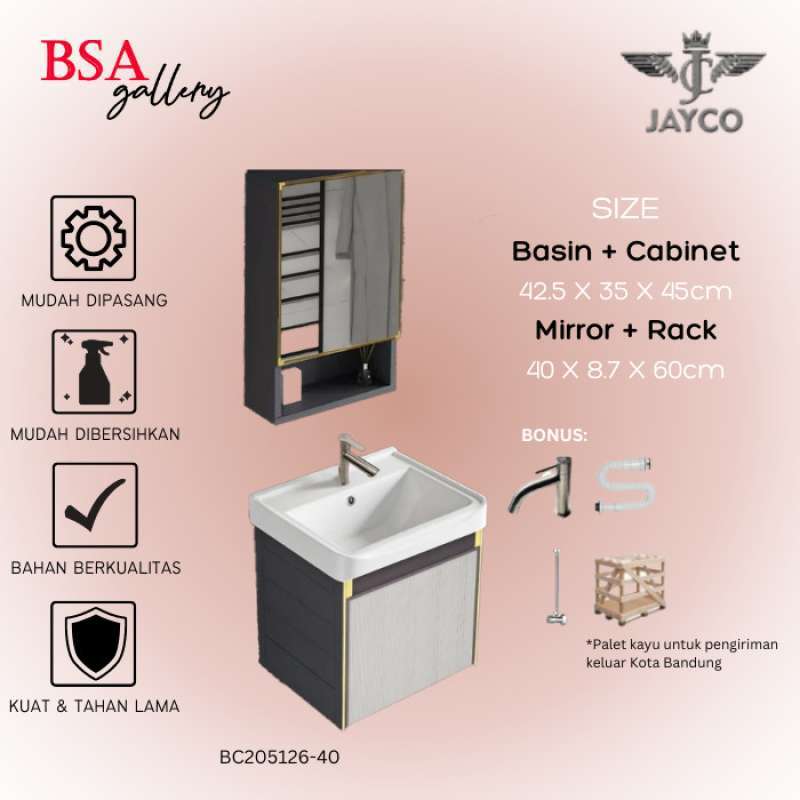 Jual Wastafel Kabinet Jayco Komplit 40cm Basin Cabinet Alumunium Set 6 ...