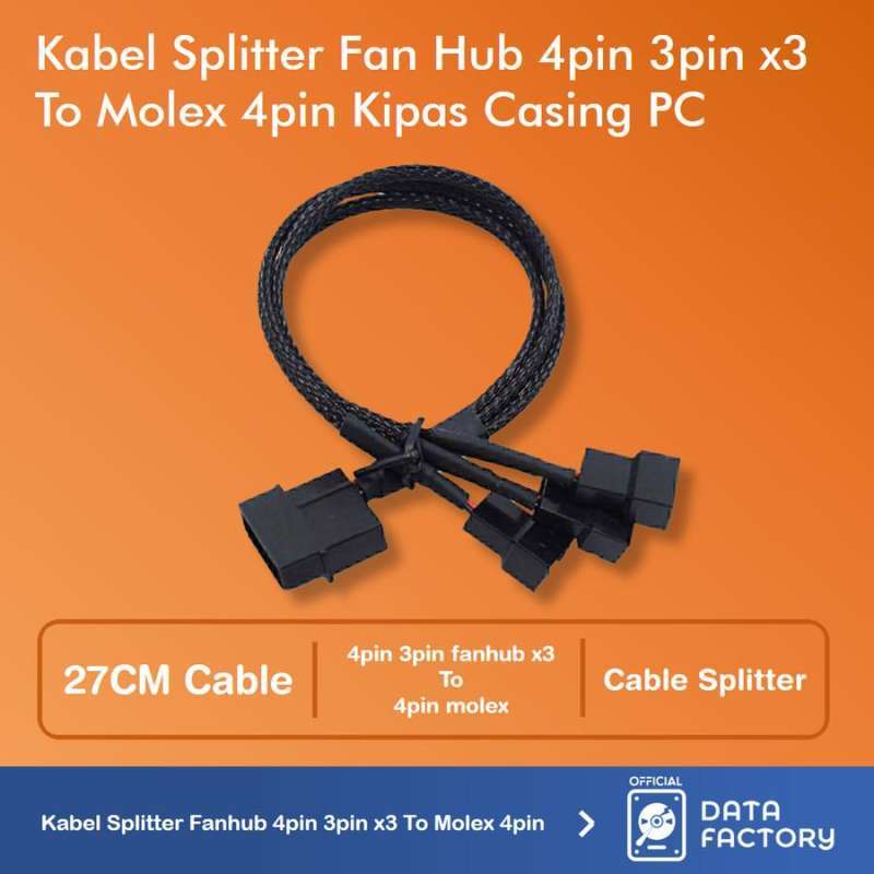 Jual Kabel Splitter Fan Hub 4pin 3pin x3 To Molex 4pin Extension Kipas ...