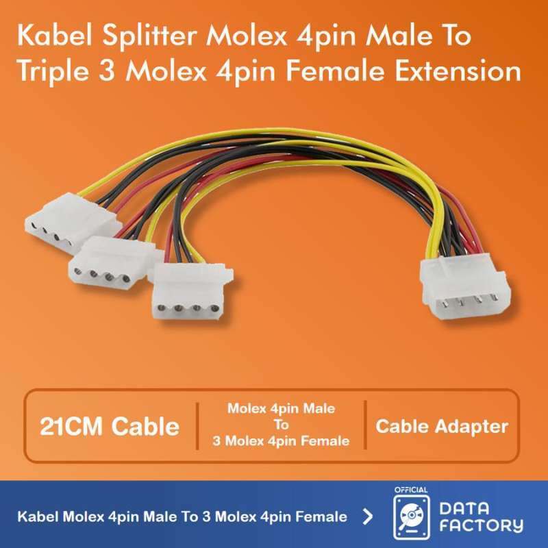 Jual Kabel Splitter Molex 4pin Male To Triple 3 Molex 4pin Female ...